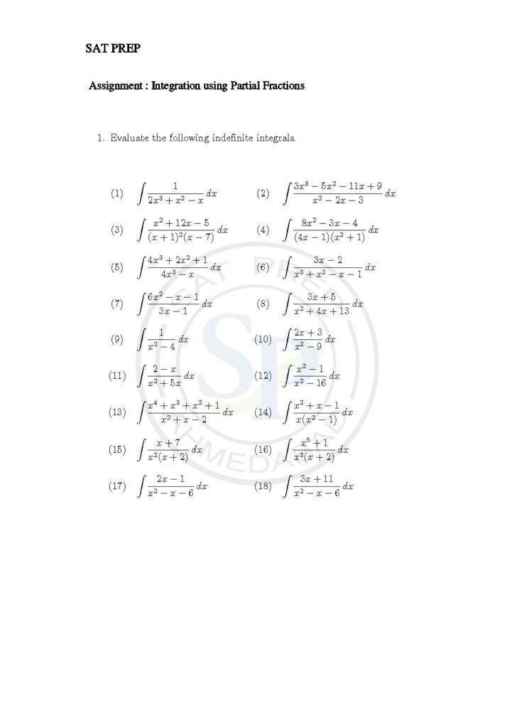 Partial Fractions Worksheet With Solutions Pdf Brian Harrington s