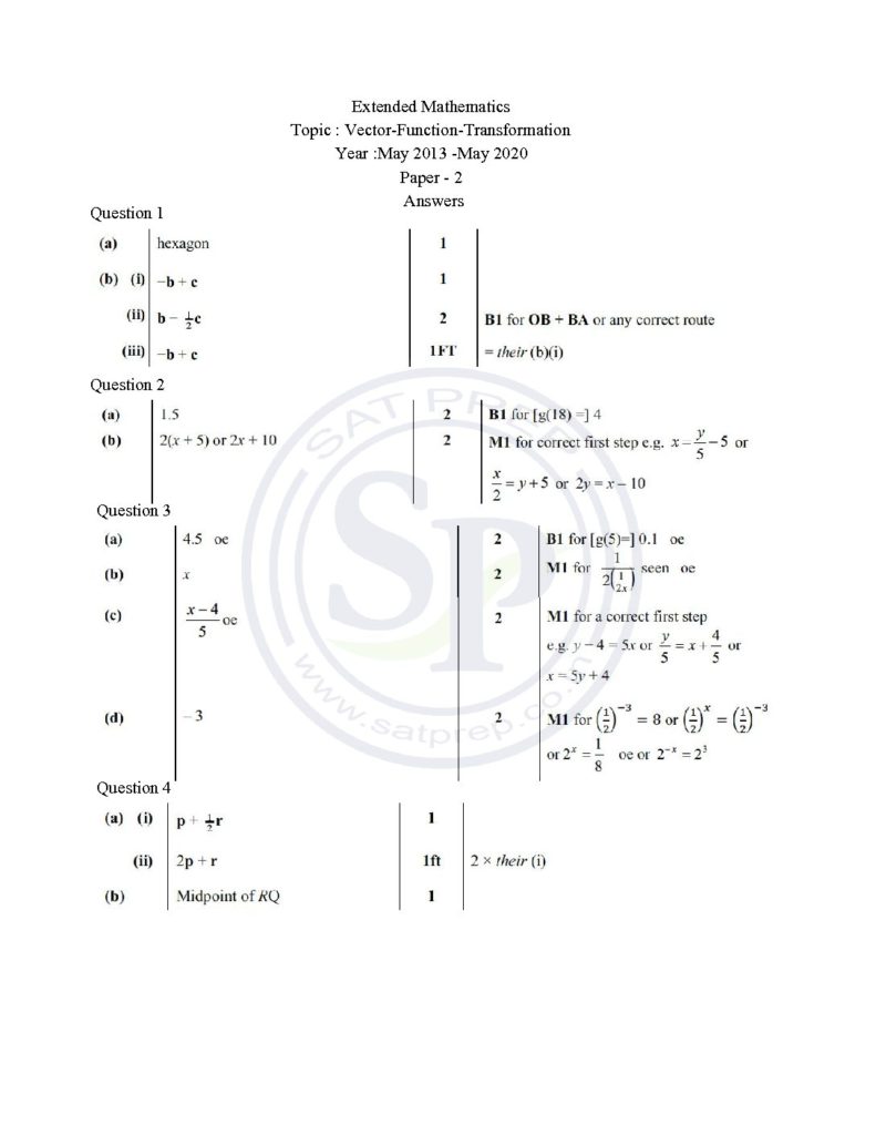 IGCSE-Ext Math-P2 - Vector-Function-transformation -Answer