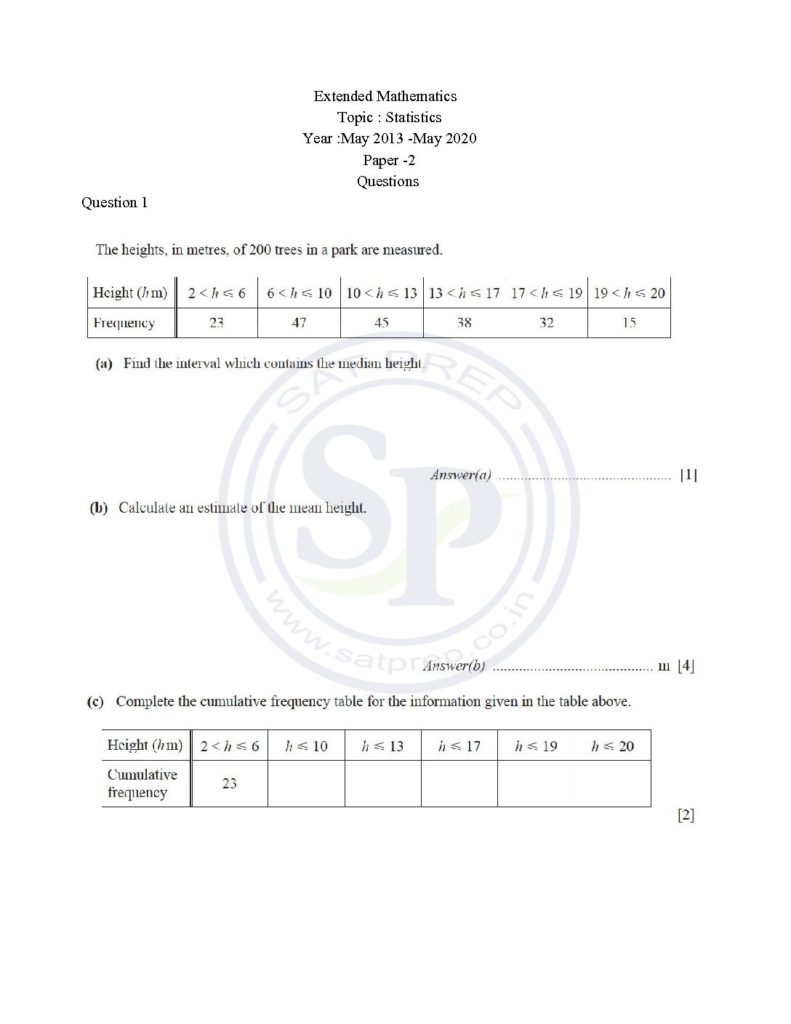 IGCSE-Ext Math-P2 -Statistics