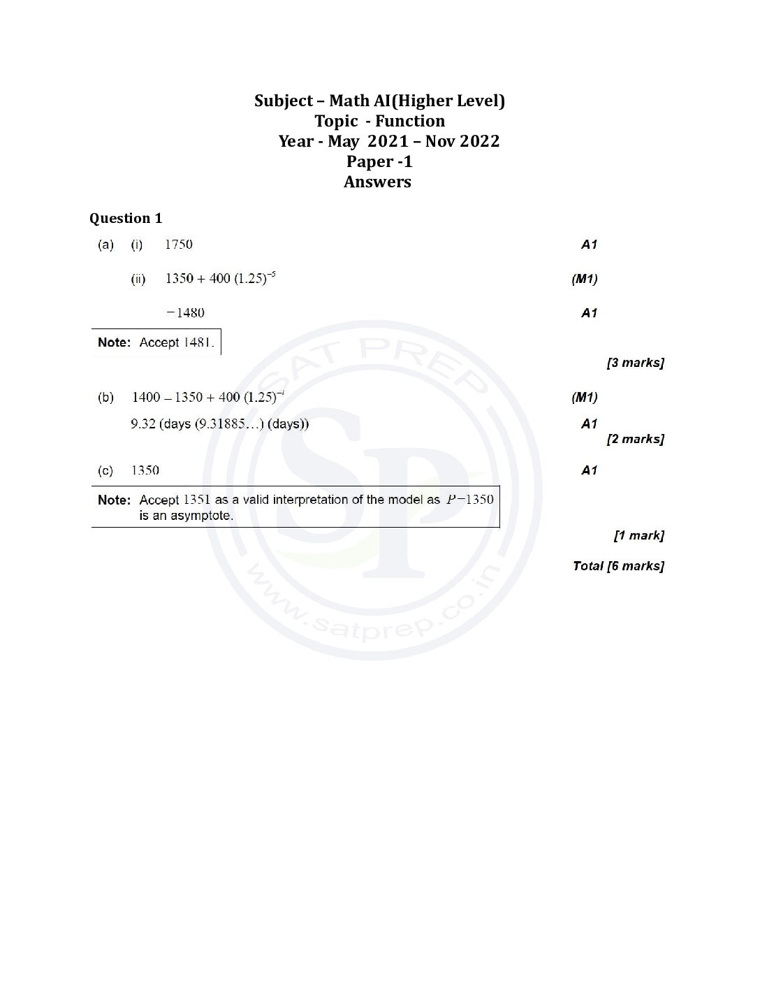 Topic Wise IBDP Math AI HL Past Paper 1 Function Answer SAT PREP Topic Wise IBDP Math AI HL Past Paper 1 Function Answer SAT PREP